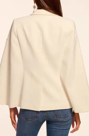 Ramy Brook Rosalinda Embroidered Floral Appliqué Cape Sleeve Jacket