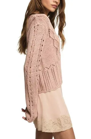 Lucky Brand Pointelle Crop Cardigan