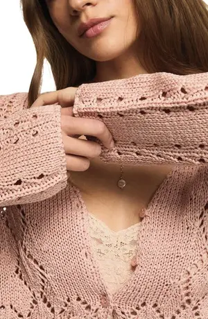 Lucky Brand Pointelle Crop Cardigan
