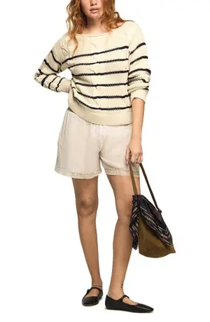 Lucky Brand Stripe Cable Stitch Cardigan