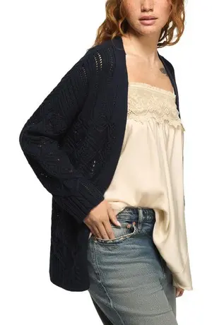 Lucky Brand Mixed Stitch Cardigan