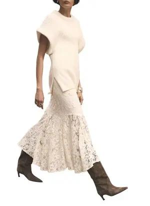Mint Velvet Lace Flounce Midi Skirt
