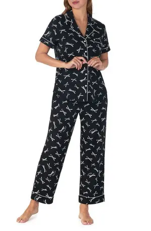 Kate Spade New York Print Crop Pajamas - Black/ivory