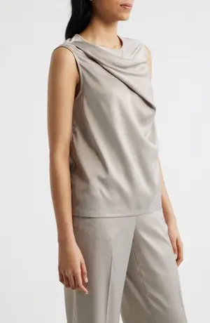 Anne Klein Asymmetric Sleeveless Cowl Neck Top