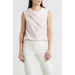 Anne Klein Asymmetric Sleeveless Cowl Neck Top - Soft Blossom