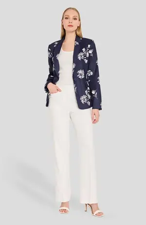 TAHARI ASL Floral One-button Blazer