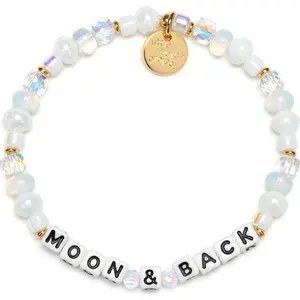 LITTLE WORDS PROJECT Moon & Back Beaded Stretch Bracelet - White