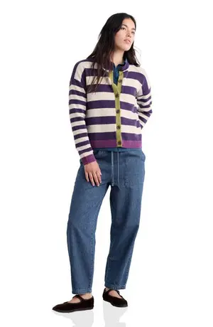 SEASALT CORNWALL Pinwell Stripe Lambswool Blend Cardigan