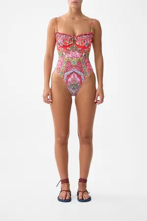 Camilla Ruched Cup Underwire One Piece With Front Tie - Heirloom Empire
