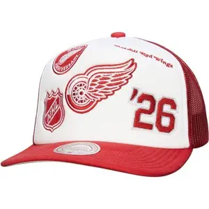 Mitchell & Ness Detroit Red Wings Gridlock Trucker Adjustable Hat - White