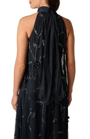 Adrianna Papell Beaded Floral Trapeze Gown