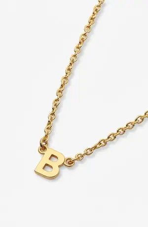 OAK & LUNA Inez Initial Necklace 18k Gold Plated Silver - Letter B