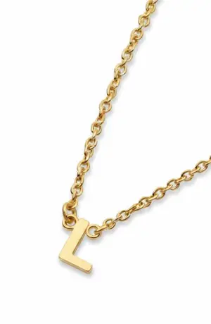 OAK & LUNA Inez Initial Necklace 18k Gold Plated Silver - Letter L