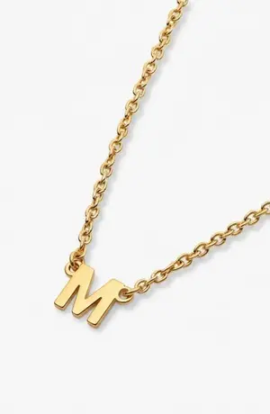 OAK & LUNA Inez Initial Necklace 18k Gold Plated Silver - Letter M