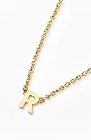 OAK & LUNA Inez Initial Necklace 18k Gold Plated Silver - Letter R