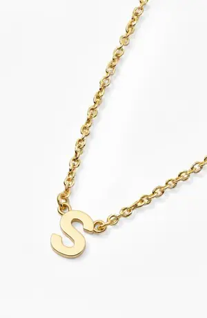 OAK & LUNA Inez Initial Necklace 18k Gold Plated Silver - Letter S