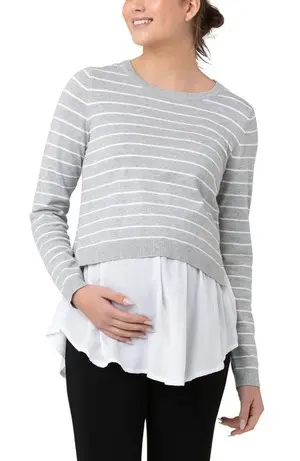 RIPE MATERNITY Sia Nursing Knit Silver Marle / White - Grey