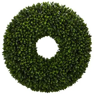 NEARLY NATURAL 24-in Boxwood Artificial Wreath - Green