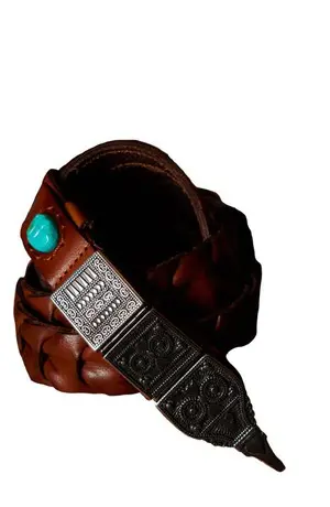 FORTELA Tess Woven Leather Belt - Brown
