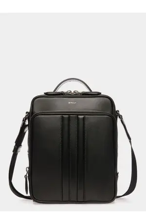Bally Mythos Crossbody Bag In Recycled Leather - Black+palladio