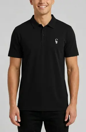 DALIX Astronaut Midweight Short Sleeve Polo Shirt - Black