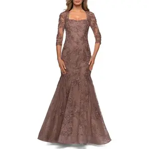 Women's Lace Fit and Flare Evening Dresses