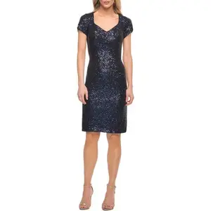 Navy Short Sleeve Cocktail Dresses