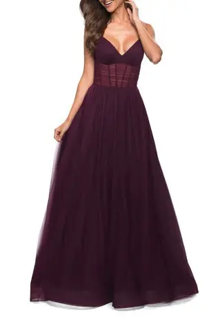 La Femme Tulle Ballgown - Dark Berry