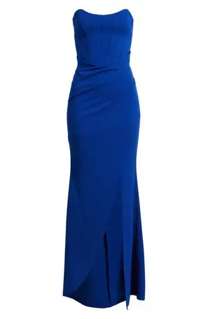 EMERALD SUNDAE Strapless Cateye Corset Gown - Royal