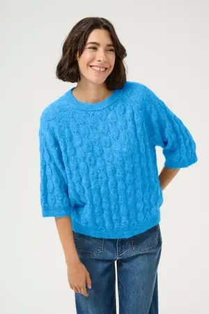 KAFFE Malene Half Sleeve Round Neck Pullover Malibu Blue Melange