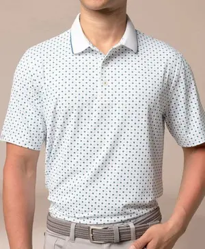 ASHWORTH GOLF All In Polo - White/poseidon/atlantis