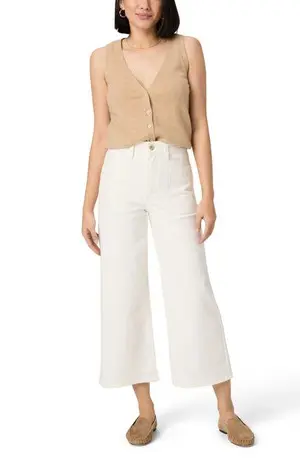 Paige Anessa High Waist Ankle Wide Leg Jeans - Tonal Ecru