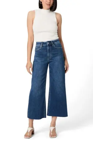 Paige Anessa Raw Hem Wide Leg Jeans - Venetian Breeze