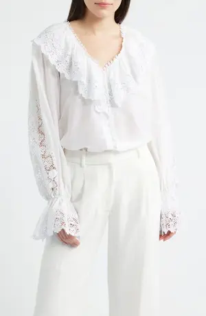 Kobi Halperin Arielle Lace-trimmed Pullover Top - White