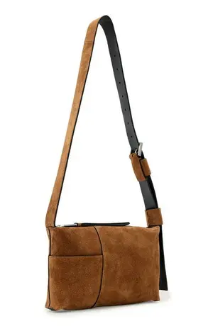 ALLSAINTS Alba Zip Suede Crossbody Bag