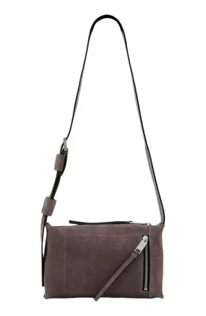 ALLSAINTS Alba Zip Suede Crossbody Bag - Mocha Brown