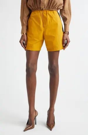 Saint Laurent Cassandre Bicolor Bermuda Shorts - Curry/noir