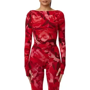 Naked Wardrobe Bare Print Bodysuit - Rouge Rose
