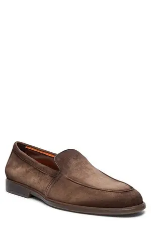 Santoni Suede Apron Toe Loafer