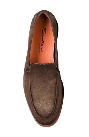 Santoni Suede Apron Toe Loafer