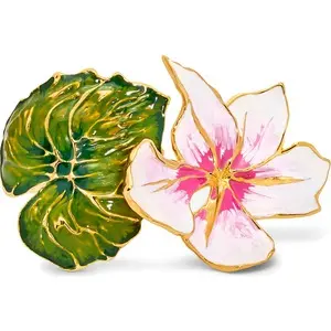 Oscar De La Renta Cyclamen & Leaf Enamel Cuff Bracelet