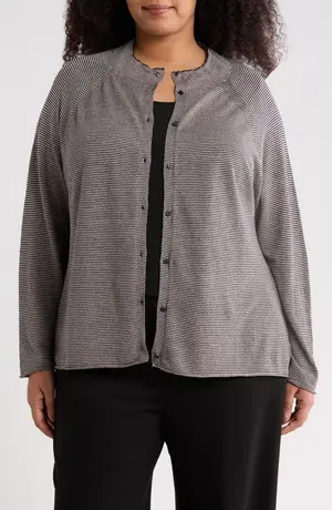 Eileen Fisher Organic Linen & Organic Cotton Cardigan - Ink