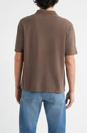 FRAME Washed Cotton Piqué Polo - Antique Cafe