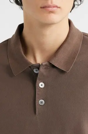FRAME Washed Cotton Piqué Polo - Antique Cafe