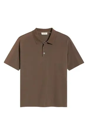 FRAME Washed Cotton Piqué Polo - Antique Cafe