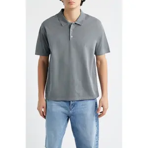 FRAME Washed Cotton Piqué Polo - Antique Modern Grey