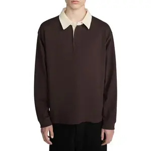 FRAME Cotton Rugby Polo - Deep Brown