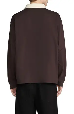 FRAME Cotton Rugby Polo - Deep Brown