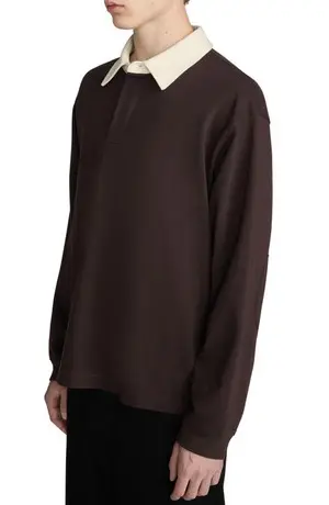 FRAME Cotton Rugby Polo - Deep Brown