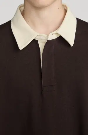 FRAME Cotton Rugby Polo - Deep Brown